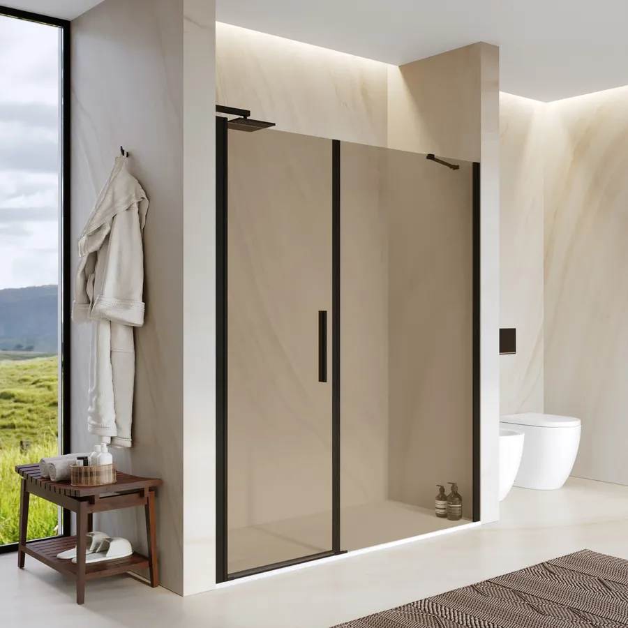Box doccia nicchia 170 cm battente 70 cm e lato fisso con vetro ...