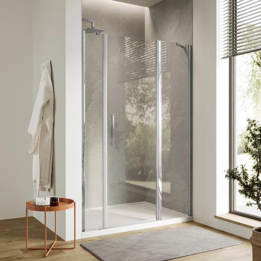 Box doccia nicchia 140 cm 35 giunto + 80 battente + 25 fisso con vetro ...