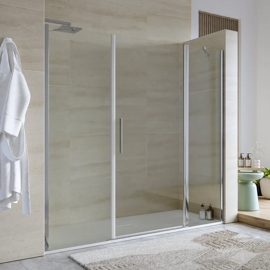 Box doccia nicchia 195 cm 50 giunto + 75 battente + 70 fisso con vetro ...