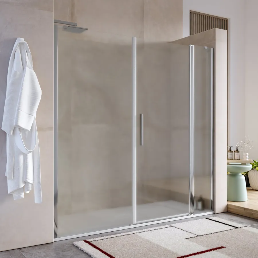 Box doccia nicchia 205 cm 40 giunto + 75 battente + 90 fisso con vetro ...