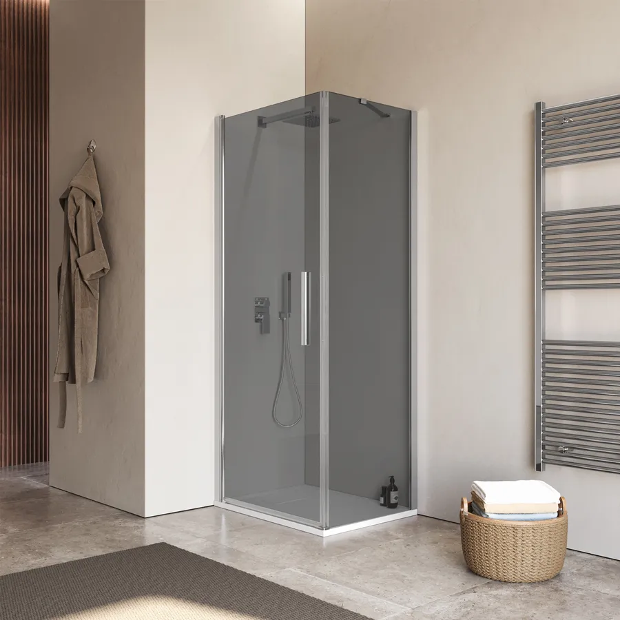 Box doccia 60X85 cm battente 85 cm con vetro temperato fumé e profilo ...