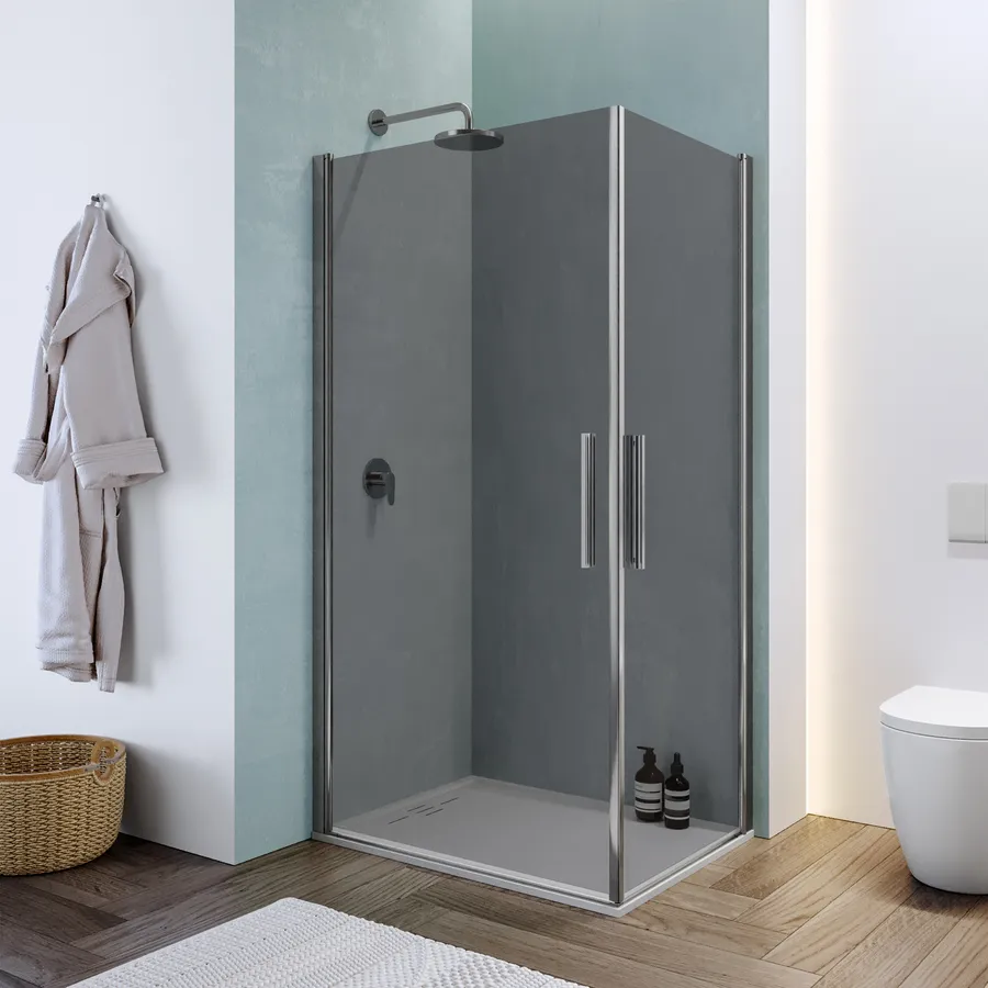 Box doccia 100X85 cm doppio battente con vetro temperato fumé e profilo ...