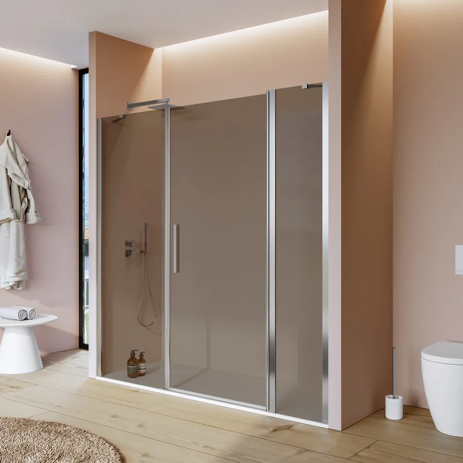 Box doccia nicchia 195 cm 45 giunto + 75 battente + 75 fisso con vetro ...