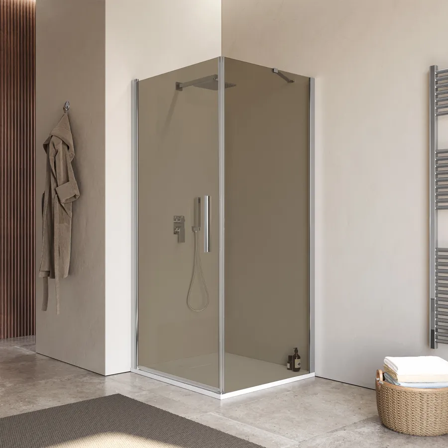 Box doccia 75X95 cm battente 95 cm con vetro temperato bronzato e ...