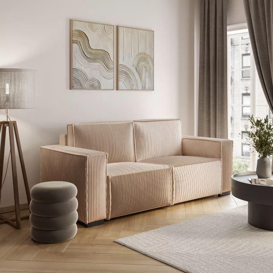 Divano 3 posti in velluto a coste tortora - Henley