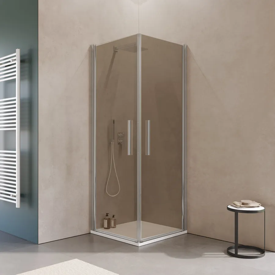 Box doccia 70x70 cm doppio battente con vetro temperato bronzato e ...