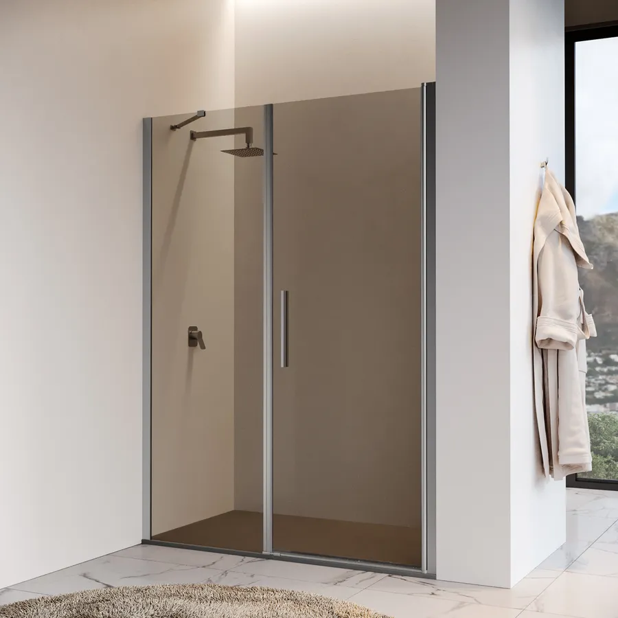 Box doccia nicchia 150 cm battente 75 cm e lato fisso con vetro ...