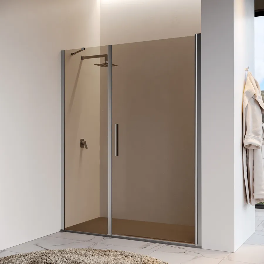 Box doccia nicchia 155 cm battente 95 cm e lato fisso con vetro ...