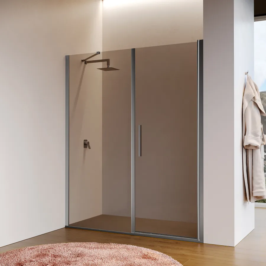 Box doccia nicchia 155 cm battente 65 cm e lato fisso con vetro ...