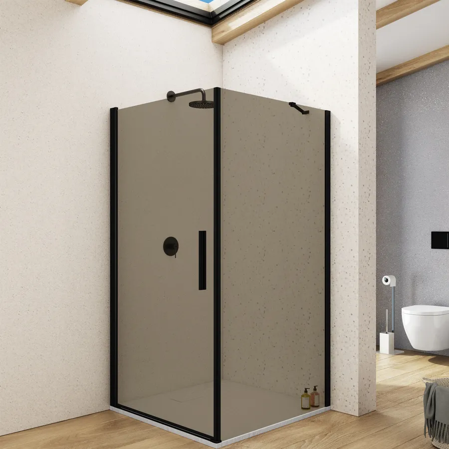 Box doccia 100X100 cm battente 100 cm con vetro temperato bronzato e ...