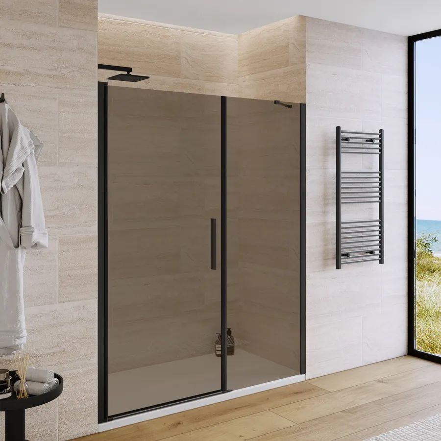 Box doccia nicchia 150 cm battente 75 cm e lato fisso con vetro ...