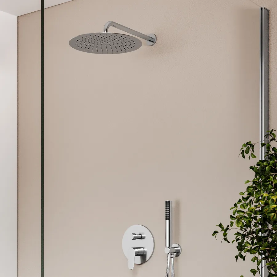 Set incasso doccia con deviatore e doccino con braccio doccia 35 cm e ...