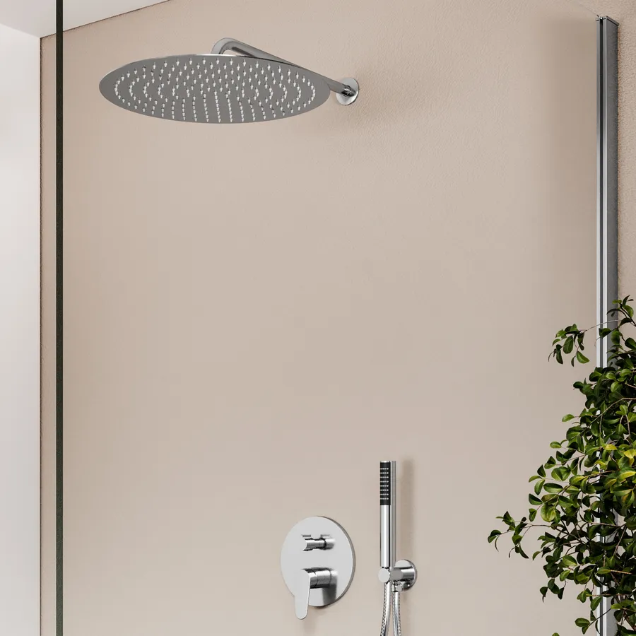 Set incasso doccia con deviatore e doccino con braccio doccia 40 cm e ...