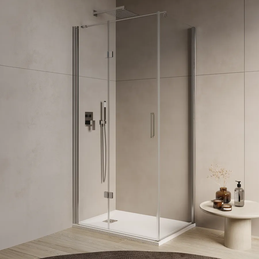 Box doccia 90x100 cm soffietto in cristallo anticalcare trasparente ...