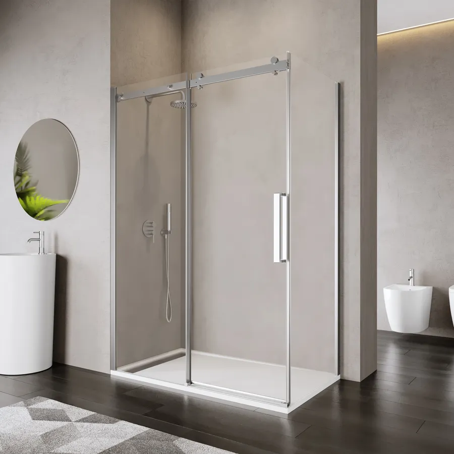 Box doccia 80x150 cm scorrevole in vetro anticalcare trasparente e ...