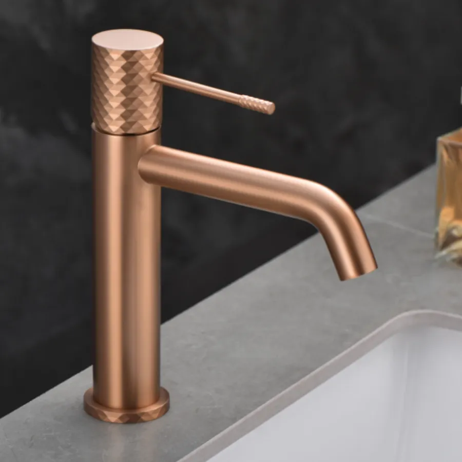 Miscelatore lavabo in ottone oro rosa spazzolato - Soul