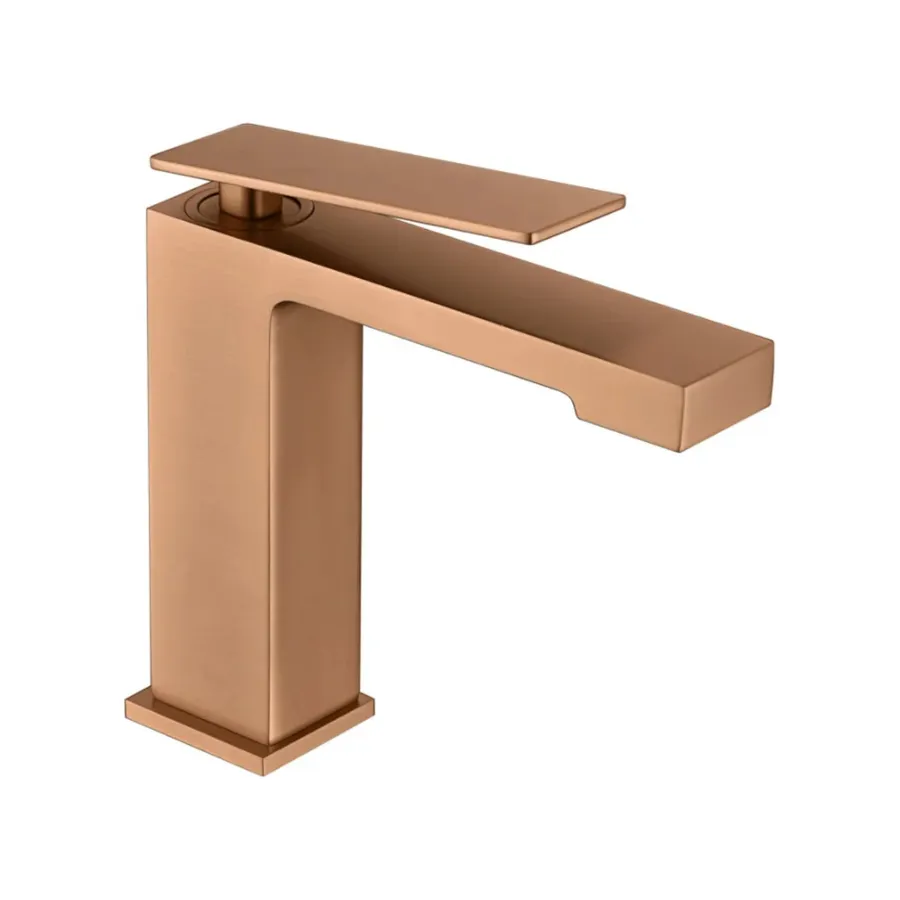 Miscelatore lavabo in ottone oro rosa spazzolato - Mamba
