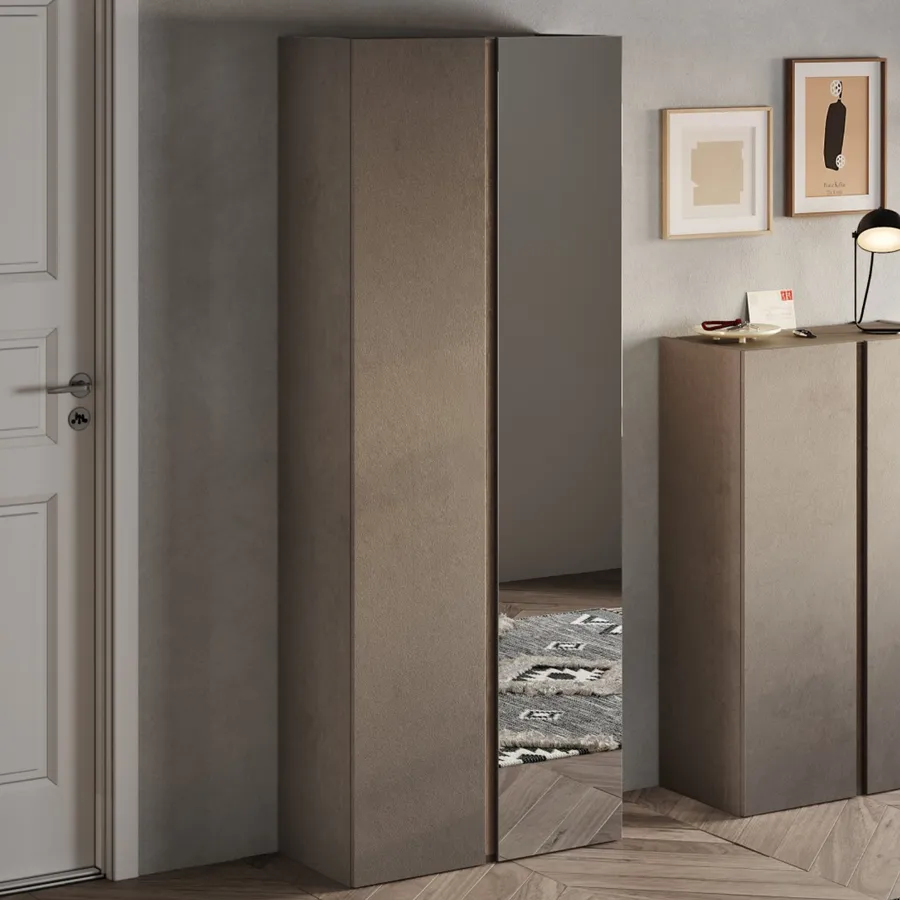 Armadio scarpiera 8 ripiani con specchio 70x185h cm legno mercure e ...