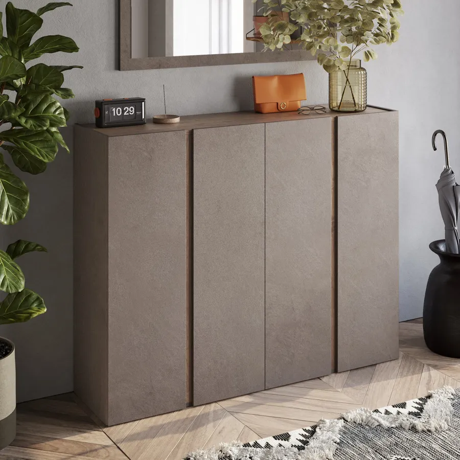 Mobile scarpiera 10 ripiani e ante battenti 140x111h cm legno mercure e ...
