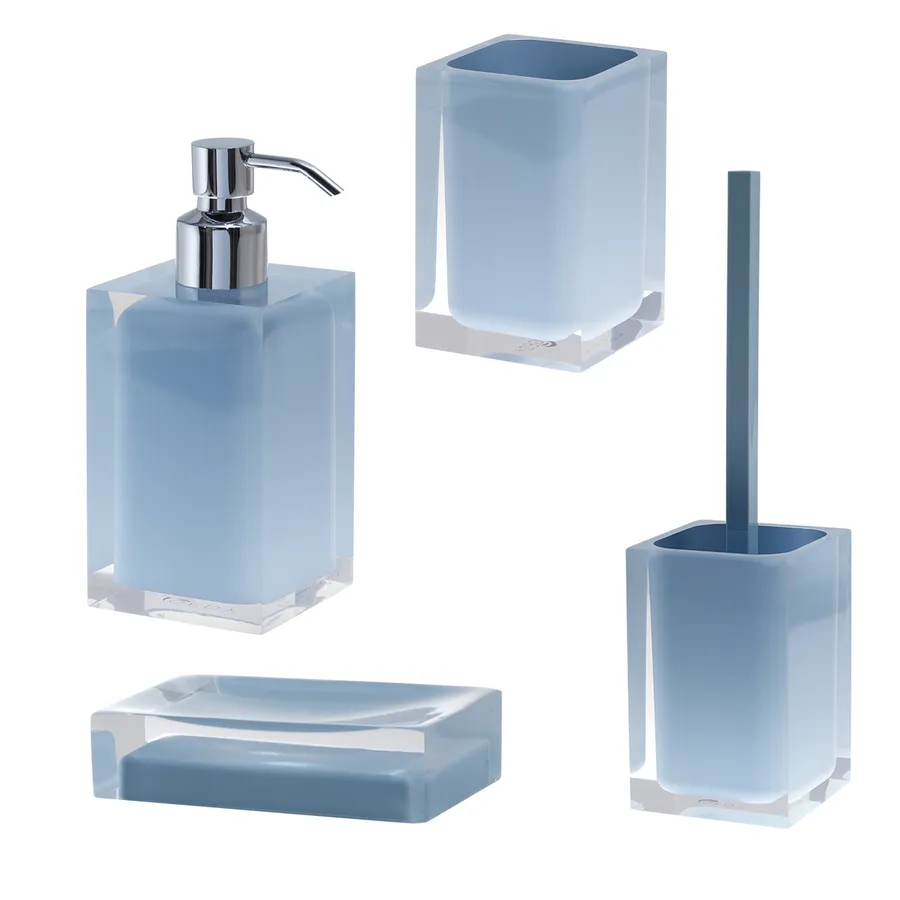 Set 4 accessori da appoggio celeste e trasparente - Rainbow di Gedy