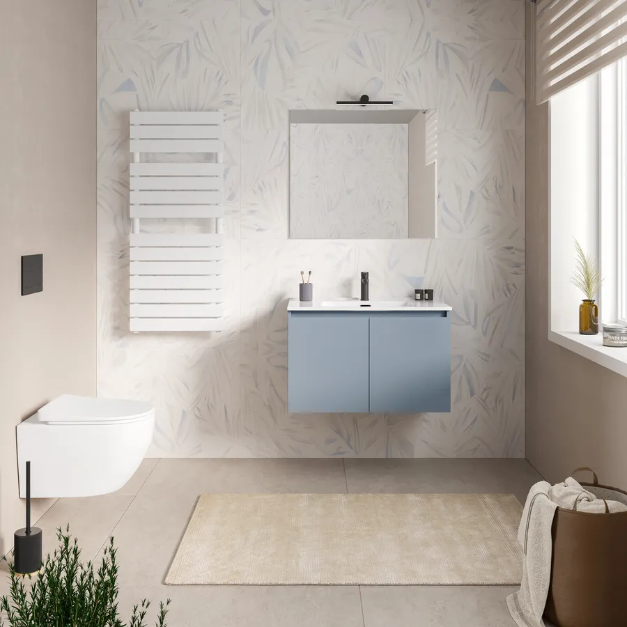 Mobile bagno sospeso con ante 90 cm carta da zucchero con lavabo e ...