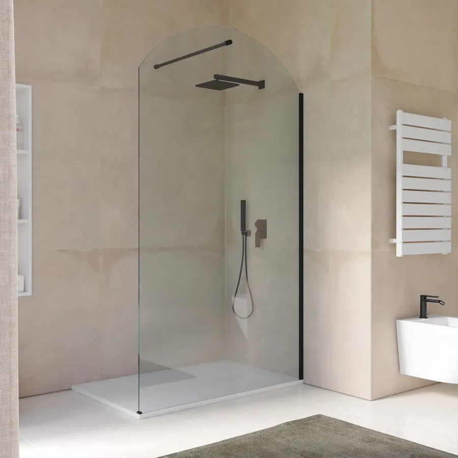 Box doccia Walk in arco 120 cm vetro anticalcare trasparente e profilo ...