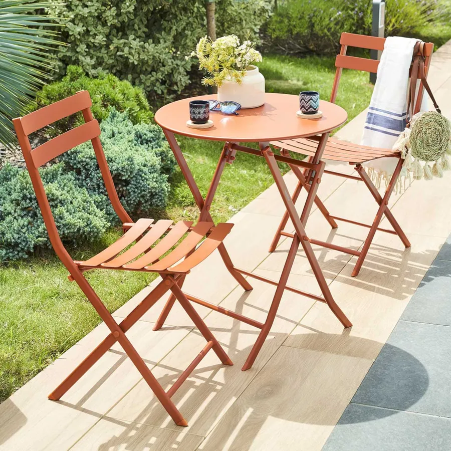 Tavolo pieghevole da esterno rotondo 60 cm in acciaio ambra - Atelier