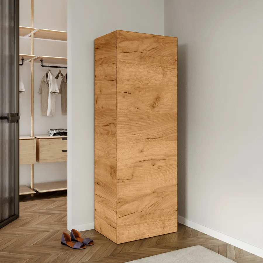 Scarpiera 60x170h cm rovere gold con anta reversibile push pull - Judith