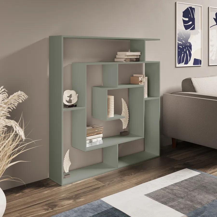 Libreria 125x129h cm in legno verde salvia - Kantiko
