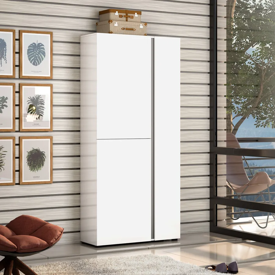 Scarpiera 91x196h cm con 3 ante soft close bianco lucido e antracite ...