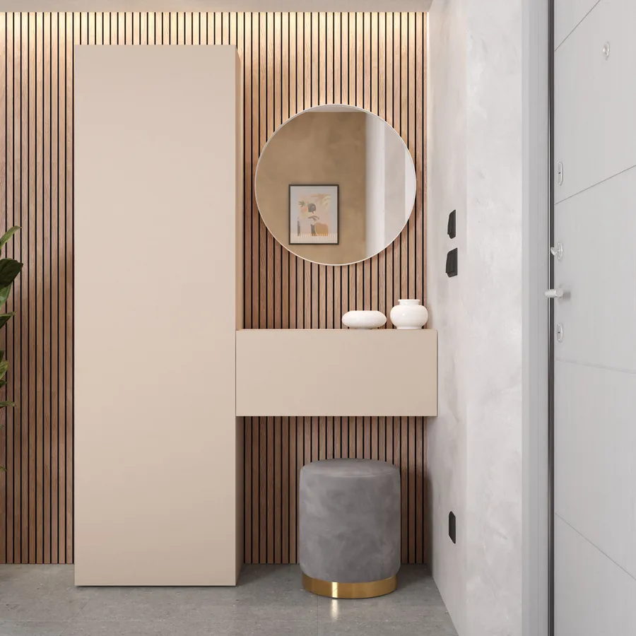 Mobile ingresso reversibile 123x185h cm colonna e pensile cashmere - Clary