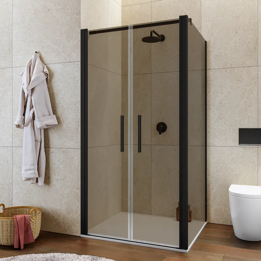 Box doccia 90x105 apertura saloon con vetro anticalcare bronzato e ...