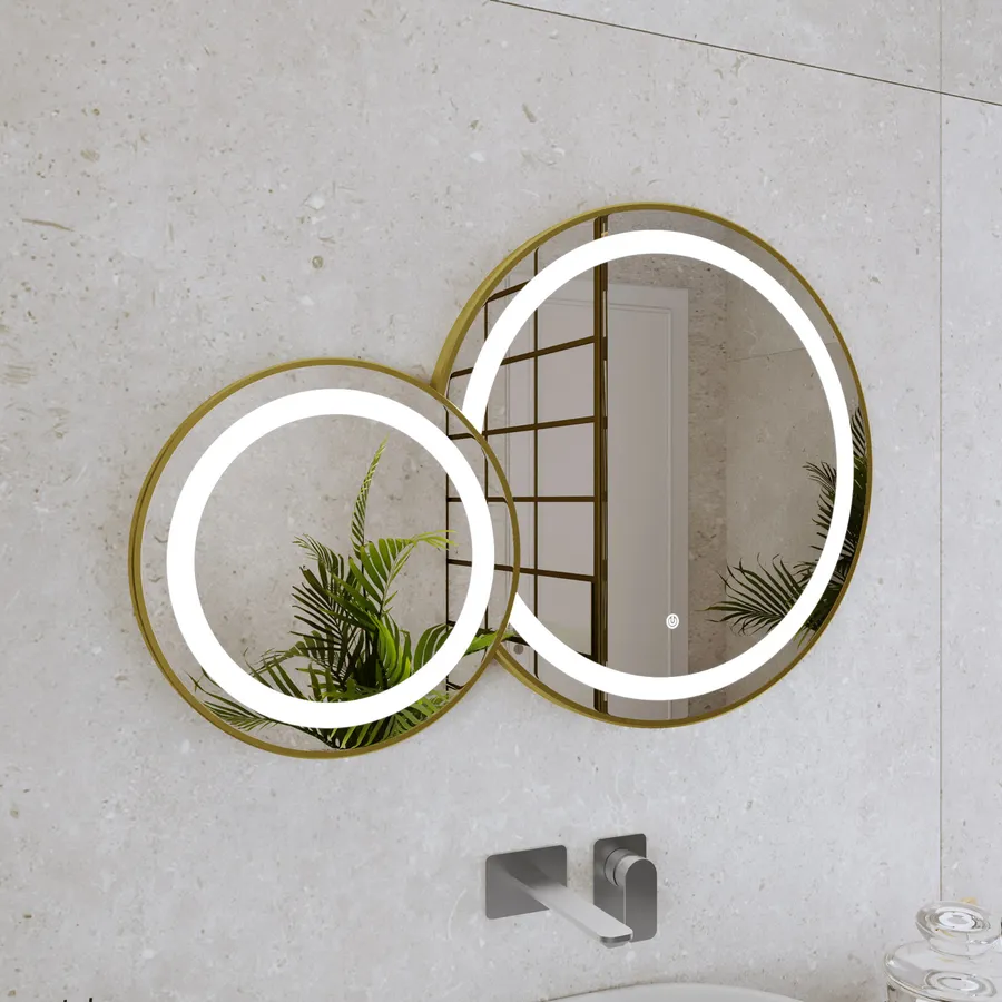 Specchio led 90 x 60 cm con cornice oro - Infinito