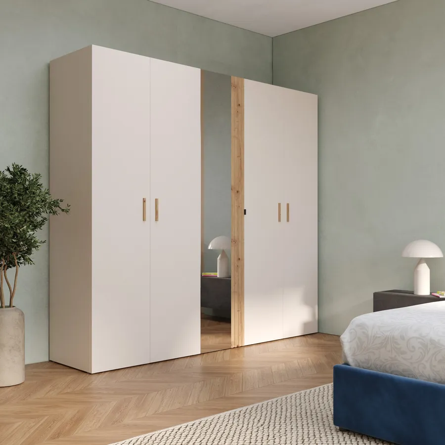 Armadio 225x208h cashmere e rovere savana con 5 ante battenti e ...