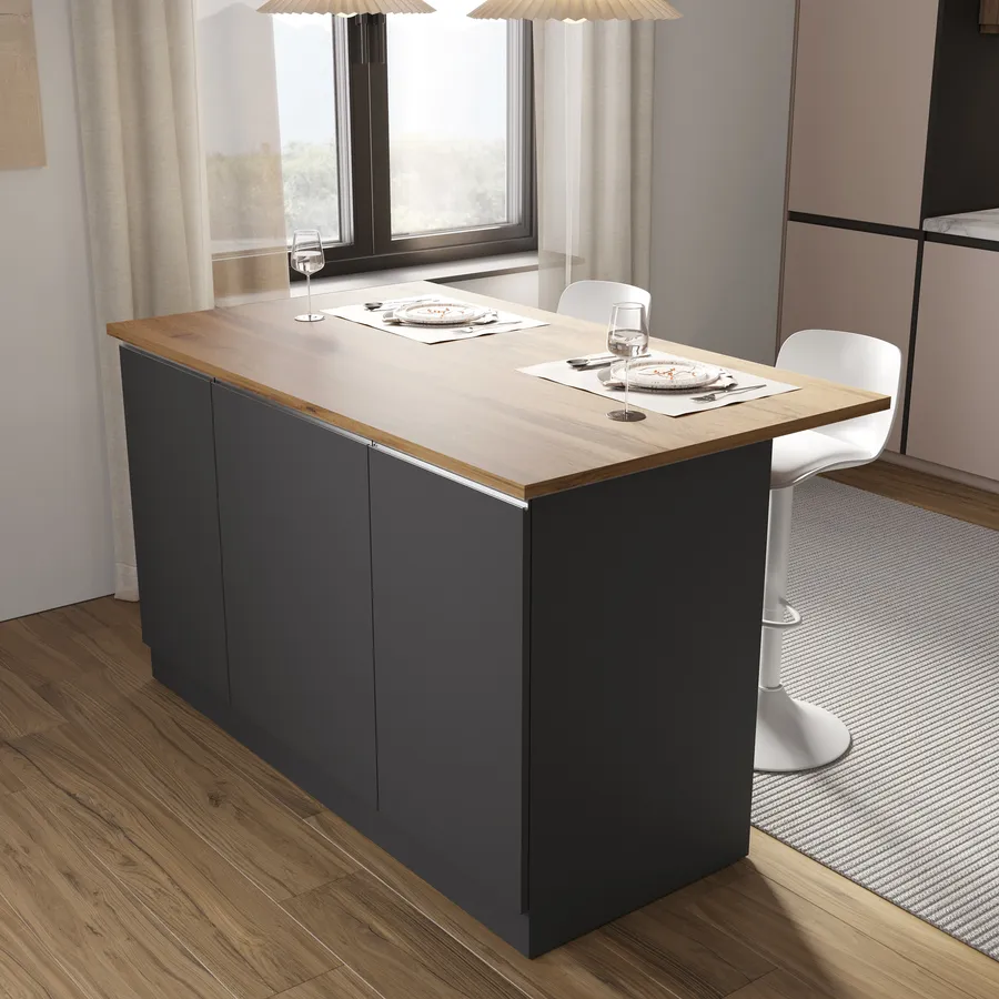 Isola cucina 155x90h cm con 3 ante con soft close antracite opaco e ...