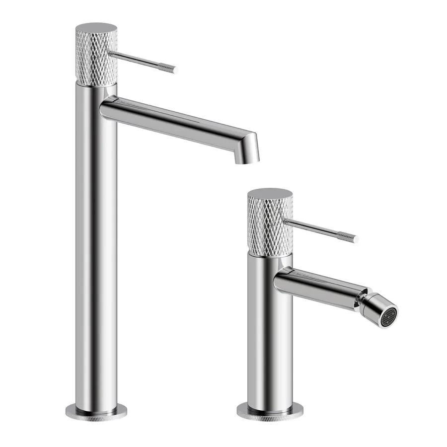 Set lavabo alto e bidet in ottone cromo - Crystal