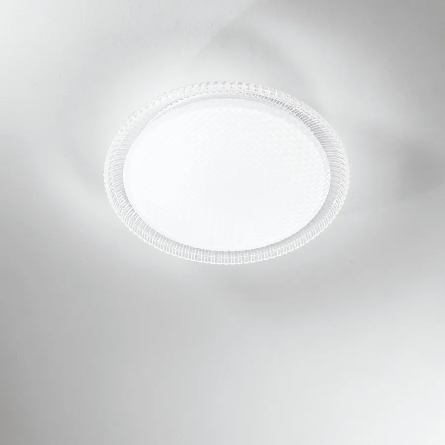 Plafoniera LED rotonda 58 cm in metallo bianco e diffusore in acrilico ...