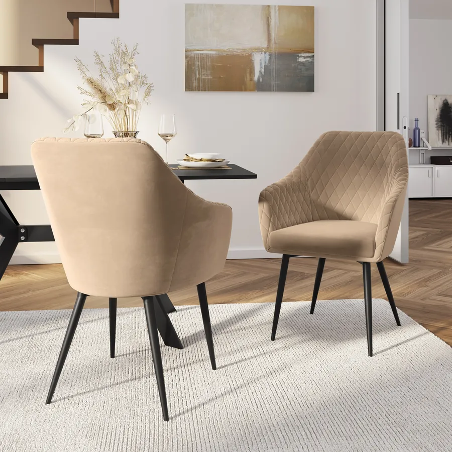 Set 2 sedie in velluto beige - Miriam