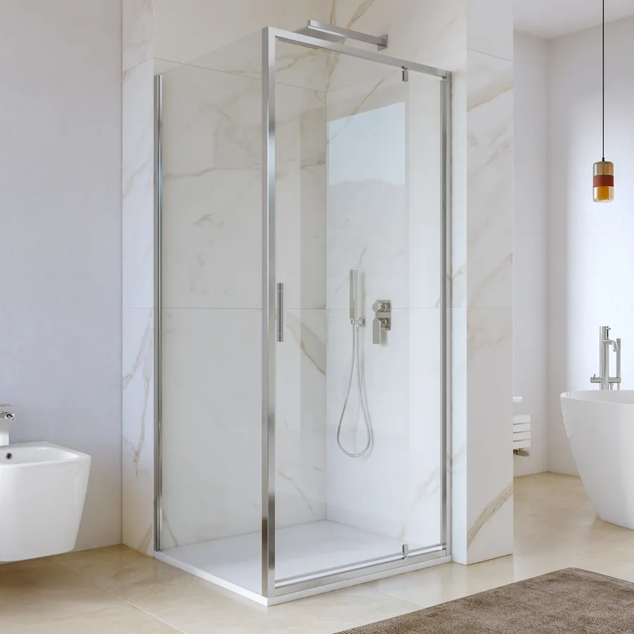 Box doccia 70x90 cm battente vetro trasparente e profilo cromo 195h - Glide