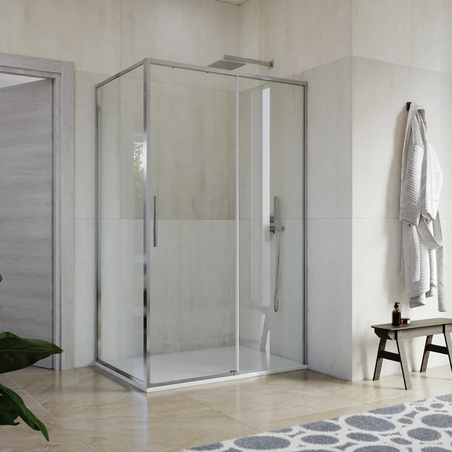 Box doccia 80x120 cm scorrevole vetro trasparente e profilo cromo 195h ...