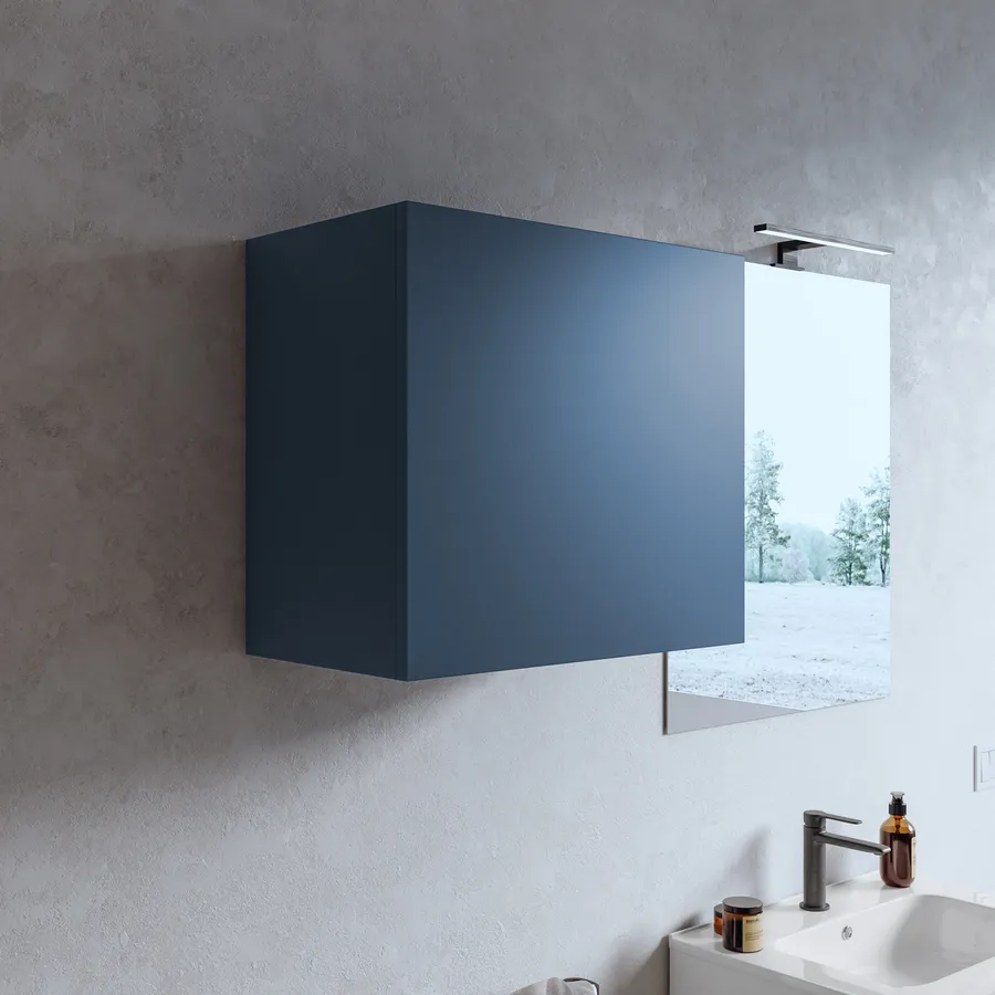 Pensile bagno 55x50 h cm con anta reversibile blu esotico - Plain