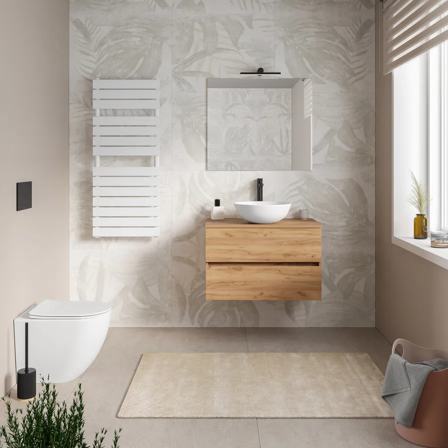 Mobile bagno portalavabo sospeso con cassetti 80 cm rovere gold e ...