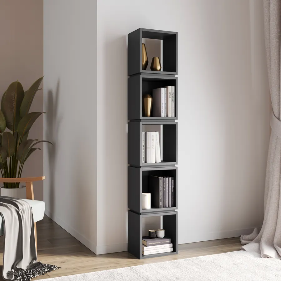 Libreria 32x167h cm antracite con 5 vani - Kantiko