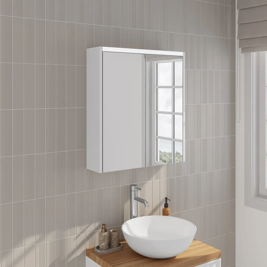 Specchio contenitore led 60x15x67h cm con 2 ante - Rigel