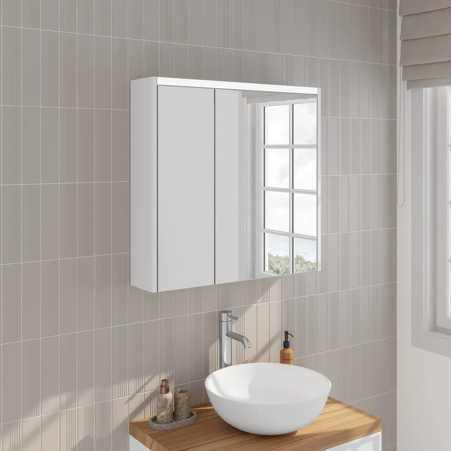 Specchio contenitore led 70x15x67h cm con 2 ante - Rigel