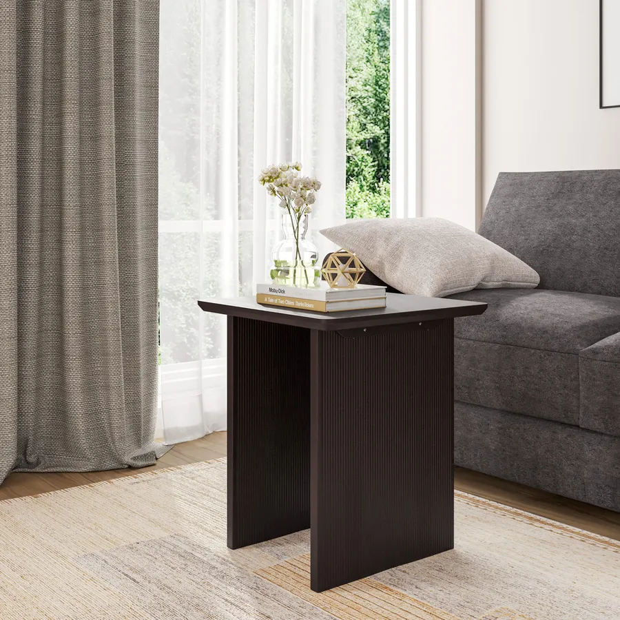 Tavolino 48x48 cm color castagno cannettato - Tlin