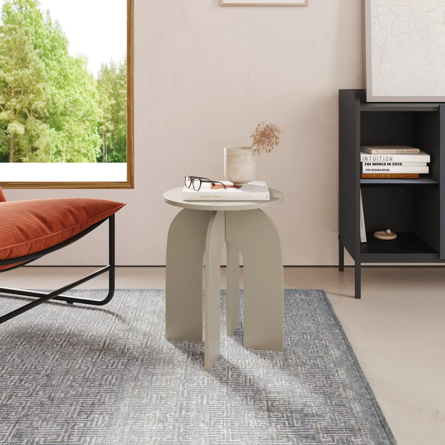 Tavolino rotondo 40 cm beige con design moderno - Tigger