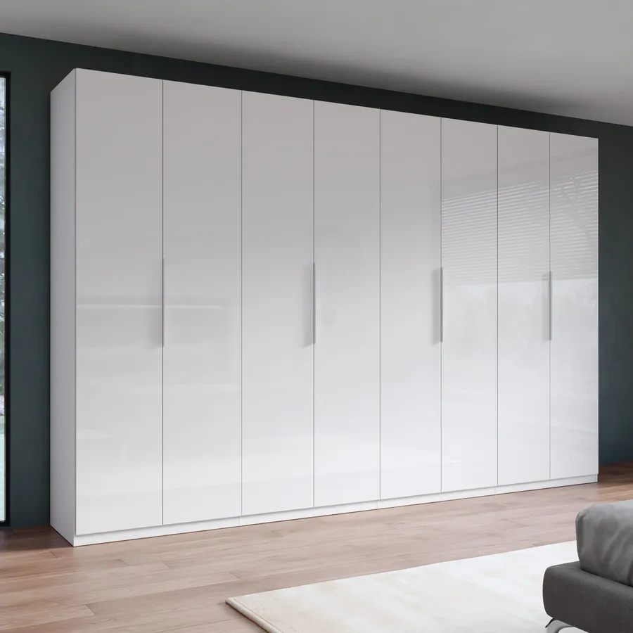 Armadio battente 364x240h cm 8 ante reversibili con soft close bianco ...