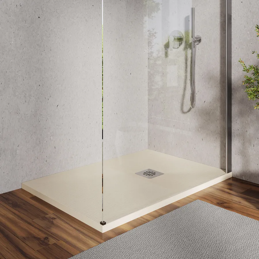 Piatto doccia 70 X 110 cm effetto pietra riducibile sabbia - Nalos