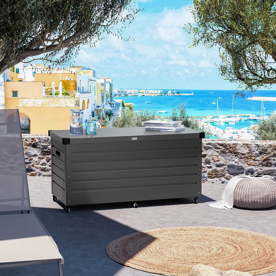 Baule contenitore con ruote 130x61x64h cm in alluminio antracite - Carioca